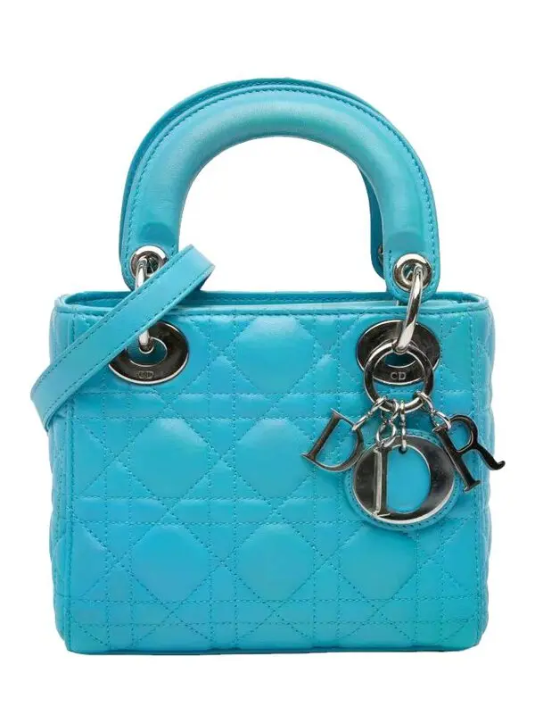 Dior 2012 Mini Lambskin Cannage Lady Satchel - Blue
