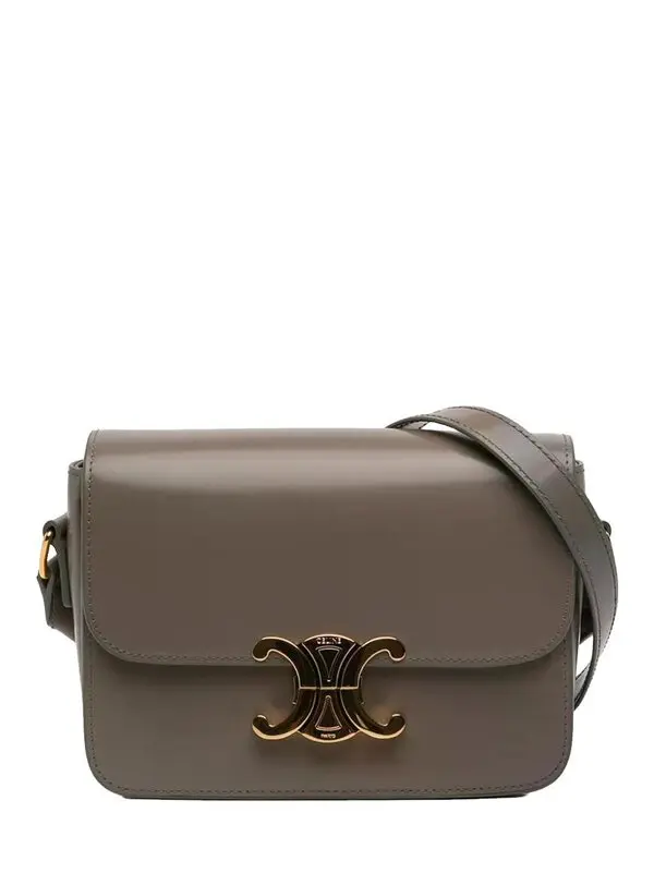 Celine Teen Shiny Calfskin Triomphe Crossbody Bag - Brown