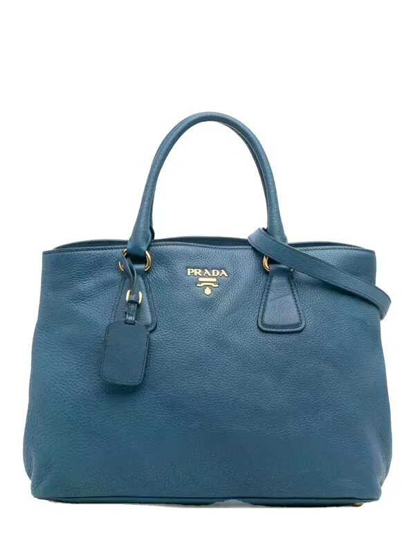 Prada Vitello Daino Open Convertible Tote Satchel 2000-2025 - Blue