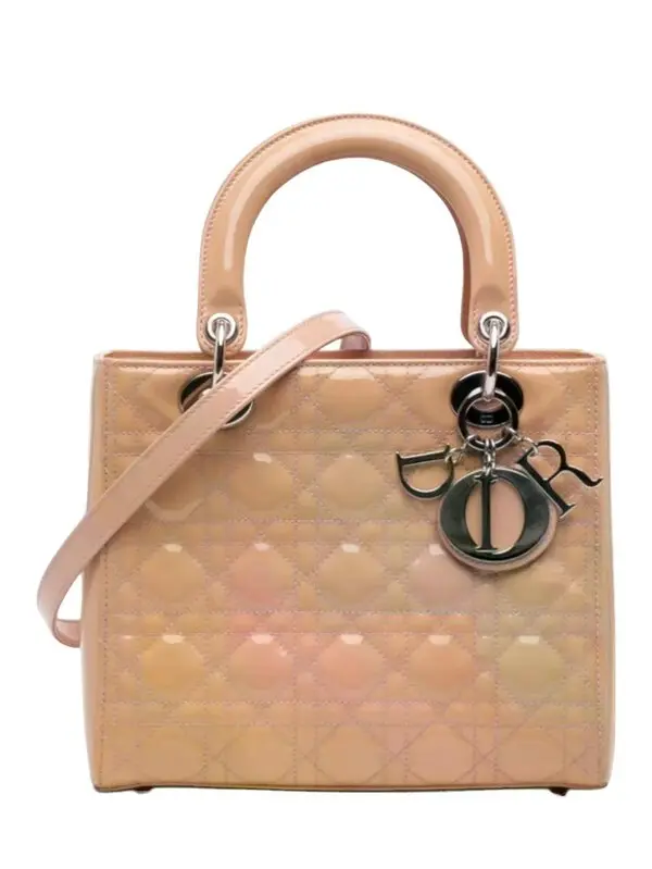 Dior 2014 Medium Patent Cannage Lady Satchel - Brown