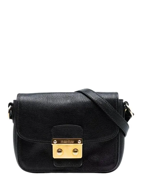Miu Miu 2010-2025 Goatskin Madras Crossbody Bag - Black