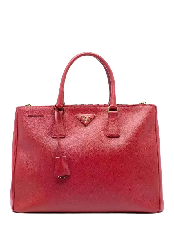 Prada Large Saffiano Lux Galleria Double Zip Satchel - Red