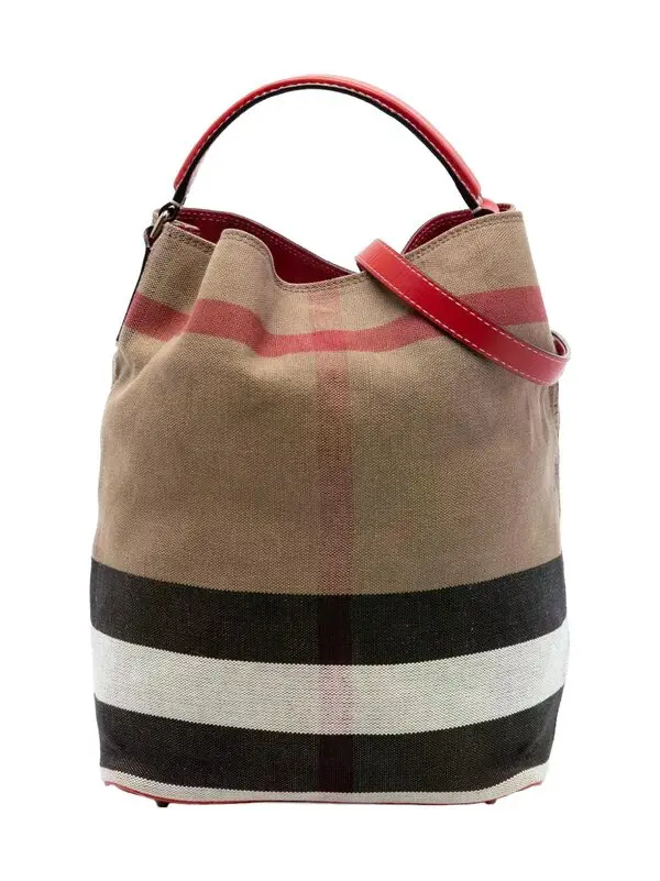 Burberry Medium Mega Check Ashby Bucket Bag - Brown