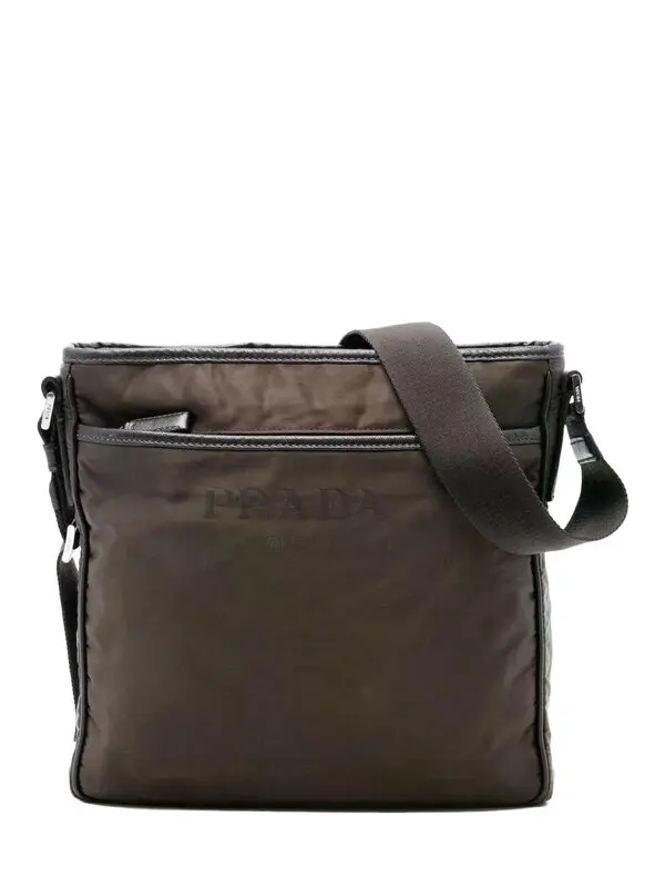 Prada Tessuto Zip Top Crossbody Bag - Brown