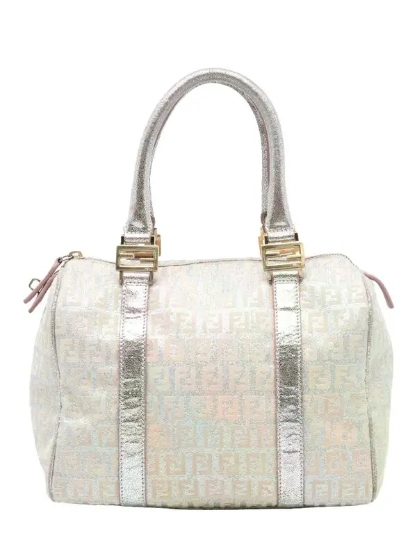 Fendi 2000-2010 Mini Zucchino Metallic Boston Bag - Silver