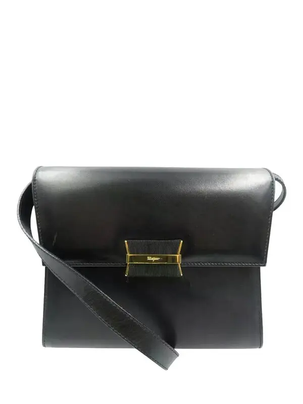 FERRAGAMO Leather Vara Crossbody Bag - Black