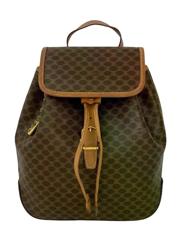 Celine 1995 Macadam Coated Canvas Backpack - Brown