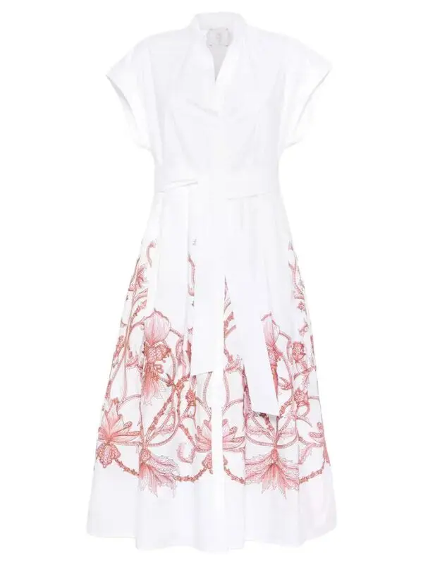 Eleventy Floral-print Midi Dress - White