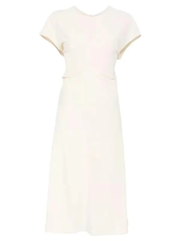 Patrizia Pepe Round-neck Midi Dress - Neutrals