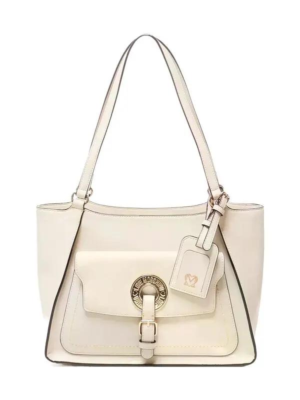 Moschino Circular-buckle Flap Bag - Neutrals