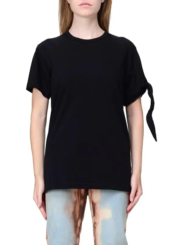 JW Anderson Slim Fit Cotton T-shirt With Bow Detail - Black