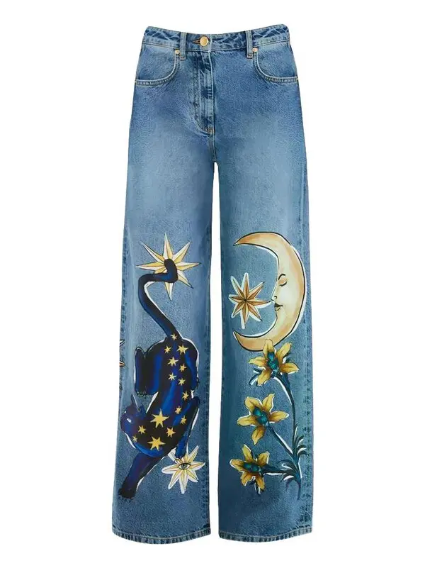 Farm Rio Star Moon Print Trousers - Blue