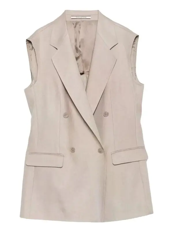 Tagliatore Double-breasted Waistcoat In Linen - Neutrals