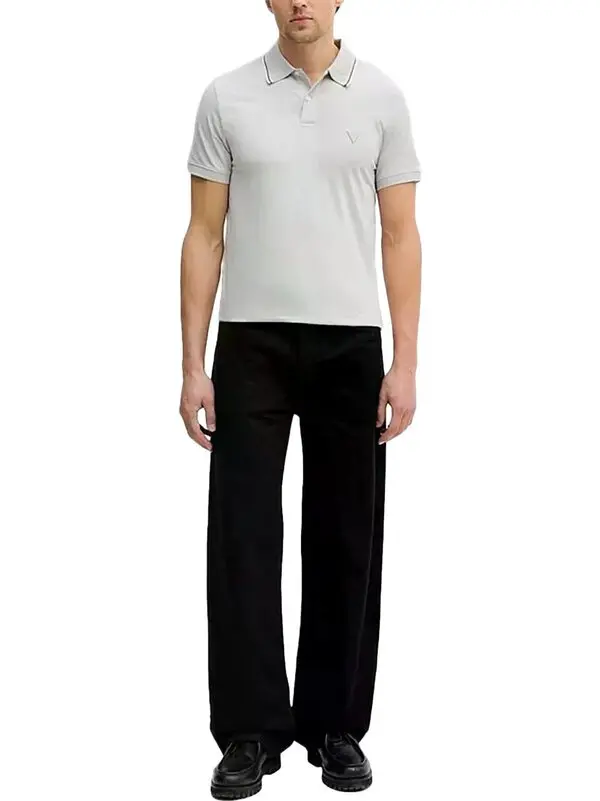 Guess Nolan Textured Logo Polo Shirt - Grey