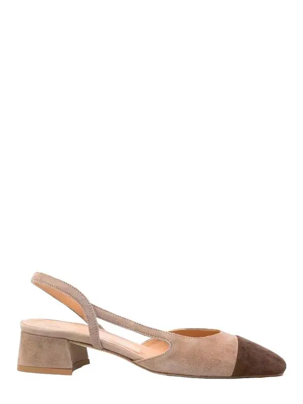 JULIE DEE Two-tone Suede Slingback Pumps - Neutrals