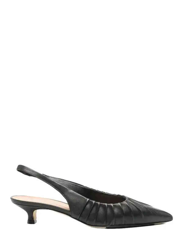 JULIE DEE Leather Ruched Pumps - Black