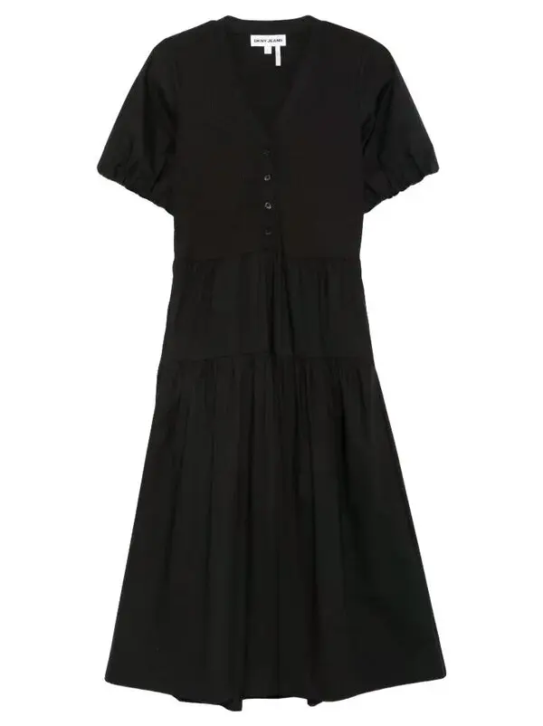 Dkny Button Tiered Midi Dress - Black
