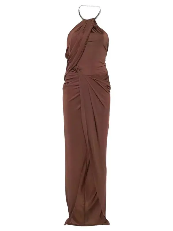 Amen Twisted Halter-neck Maxi Dress - Brown