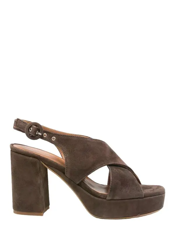 JULIE DEE Crisscross-strap Platform-heel Sandals - Brown