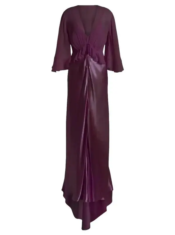 Alberta Ferretti Ruffled V-neck Maxi Dress - Purple