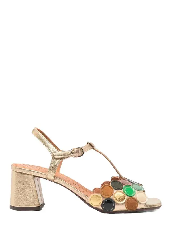 Chie Mihara T-strap Circle-embellished Sandals - Gold