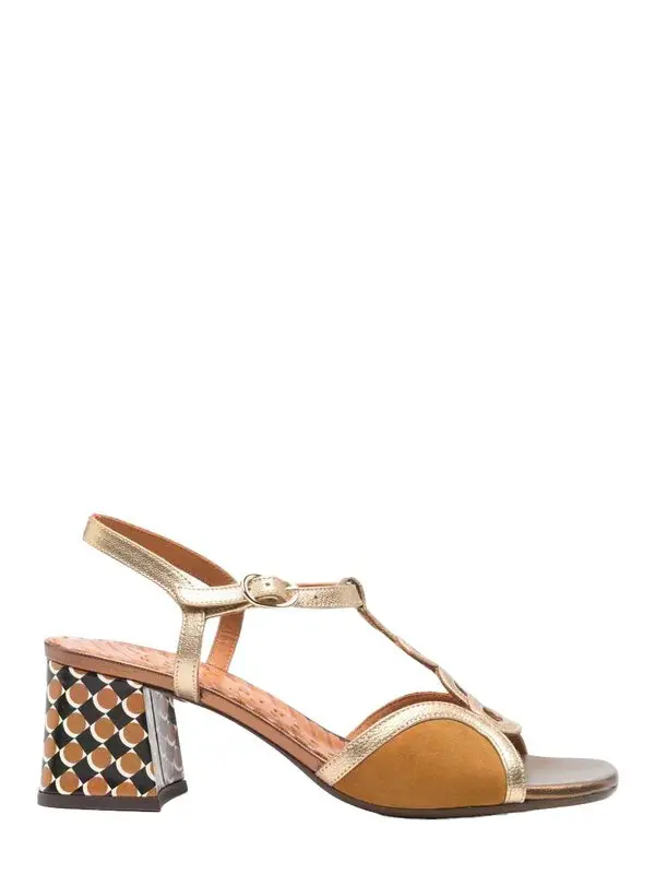 Chie Mihara Patterned T-strap Sandals - Gold