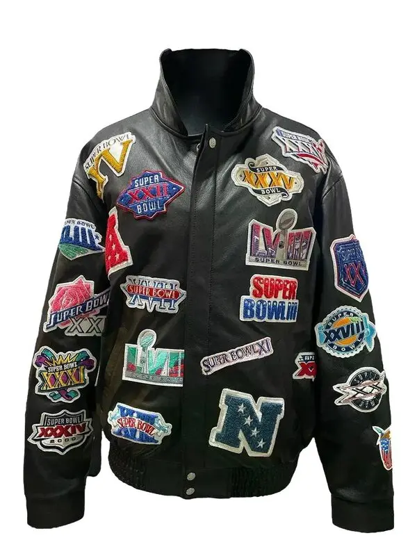JEFF HAMILTON History Of Super Bowl Collage Jacket - Black