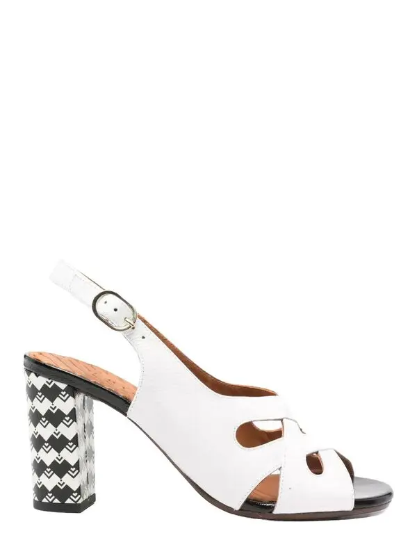 Chie Mihara Cutout Patterned Slingback Sandals - White