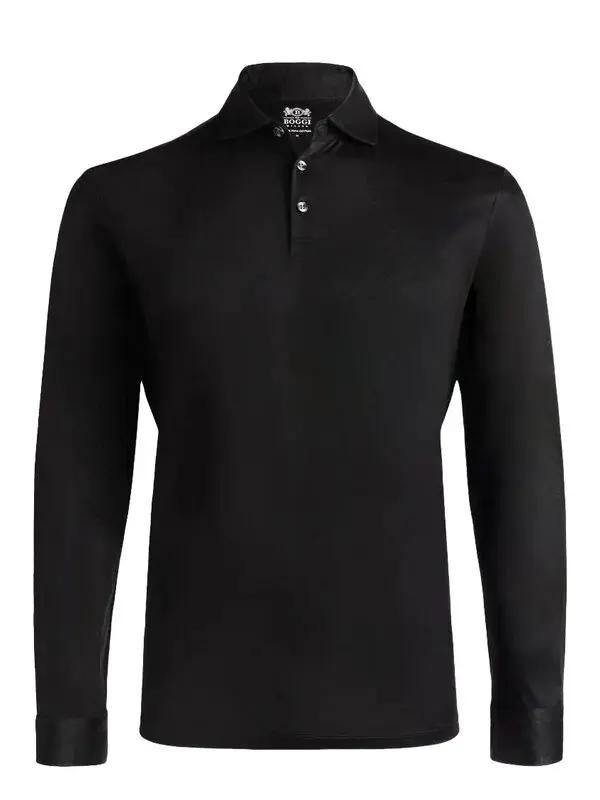 Boggi Milano Long-sleeve Polo Shirt - Black
