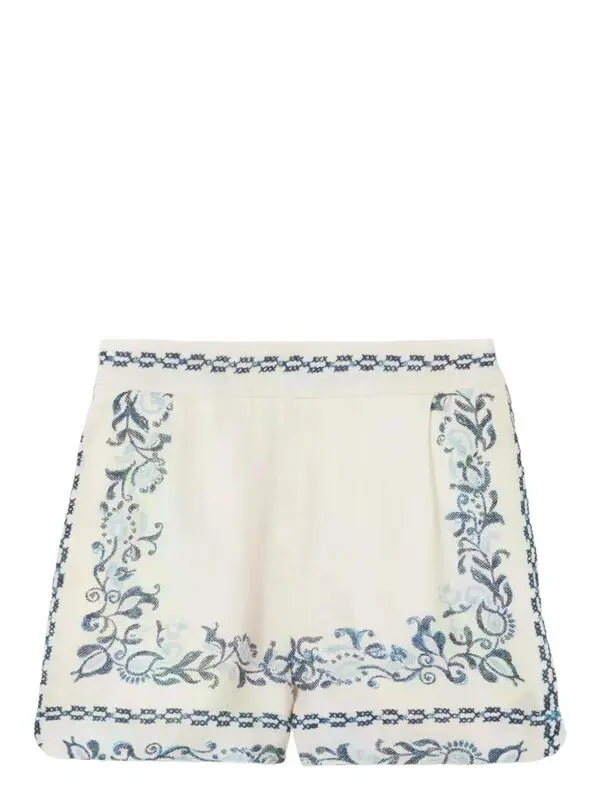 Claudie Pierlot Floral-print Linen Shorts - Neutrals