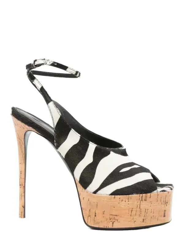 Attico Ornella Zebra-print Platform Sandals - Black