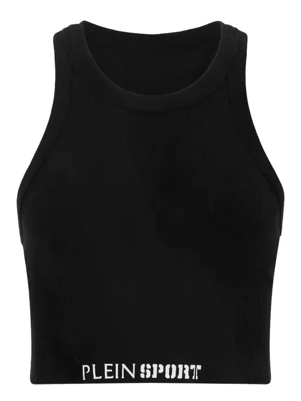 PLEIN SPORT Ribbed Tank Top - Black