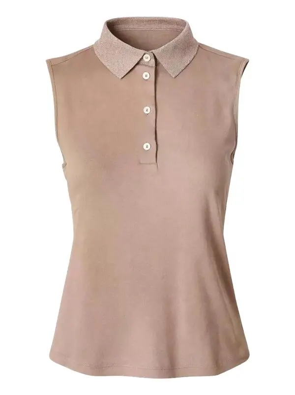 GRAN SASSO Sleeveless Polo Top - Neutrals