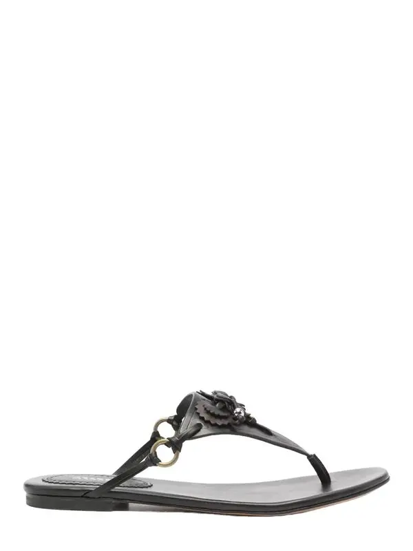 Isabel Marant Elato Leather Flat Sandals - Black