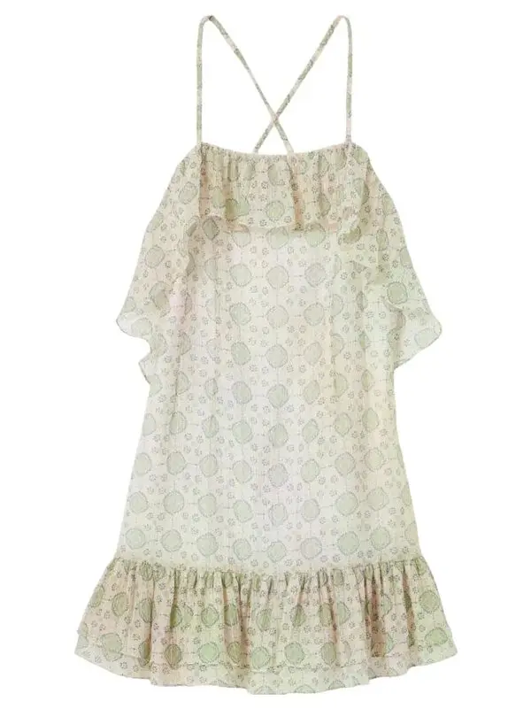 Claudie Pierlot Ruffled-trim Printed Dress - Neutrals