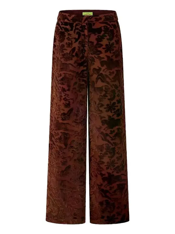 Shanghai Tang Jacquard Velvet Trousers - Brown