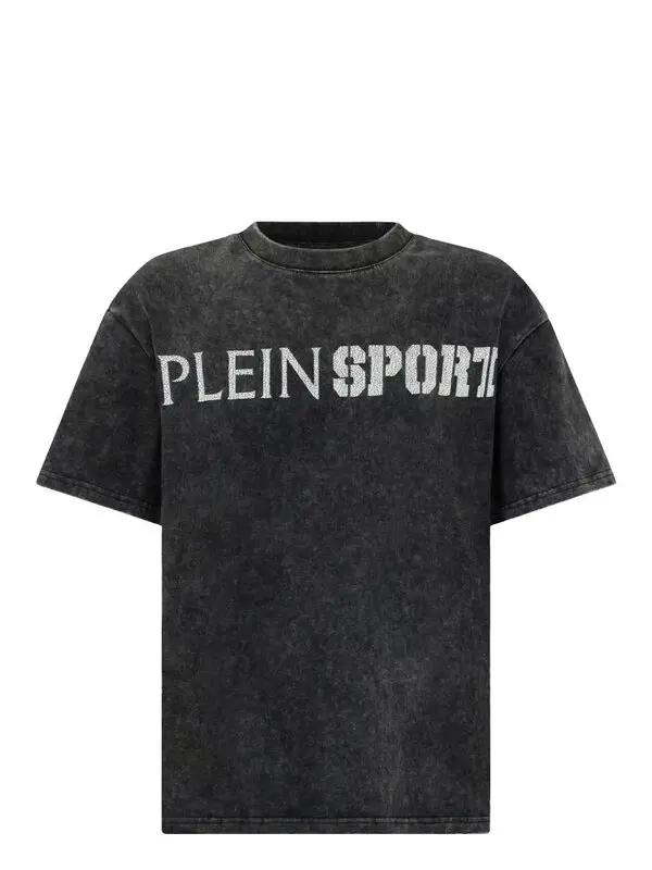 PLEIN SPORT Washed Round-neck T-shirt - Black