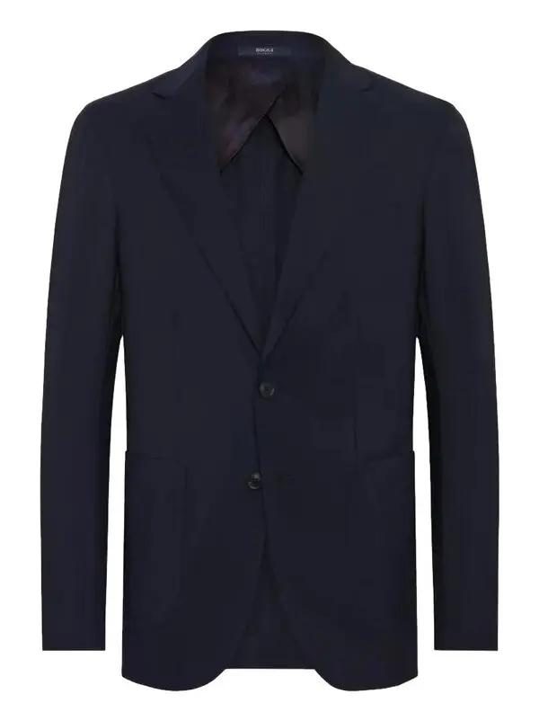 Boggi Milano Plain Wool Blazer - Blue