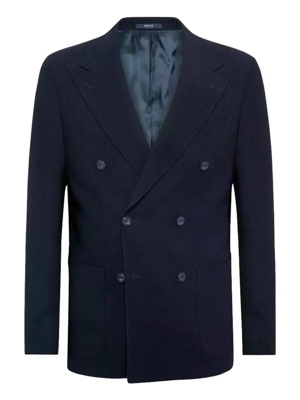 Boggi Milano Double-breasted Patch-pocket Blazer - Blue