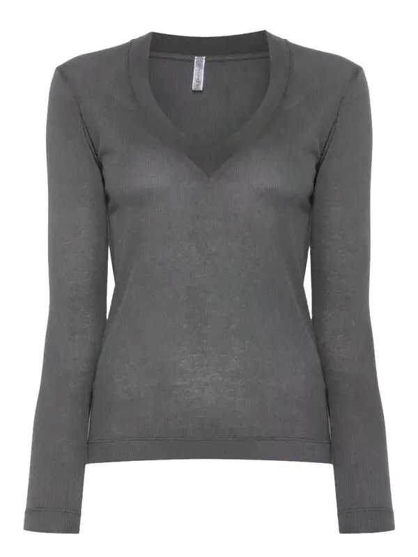 DANIELE FIESOLI Ribbed V-neck T-shirt - Grey