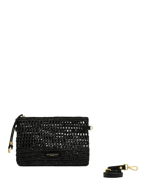 GIANNI CHIARINI Small Nefeli Crochet Zip Pouch - Black