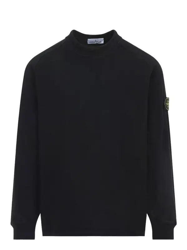 Stone Island Crew-neck Sweatshirt With Logo Patch - Black
