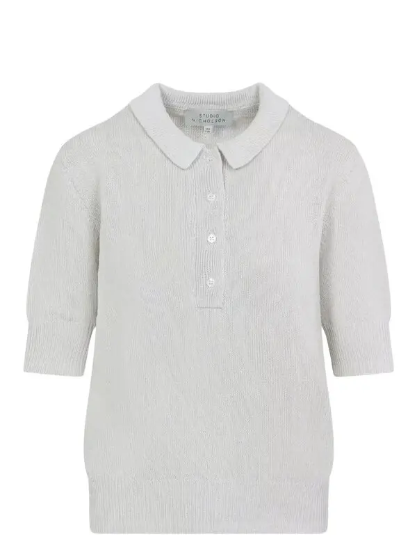 Studio Nicholson Ribbed-knit Polo Shirt - Grey