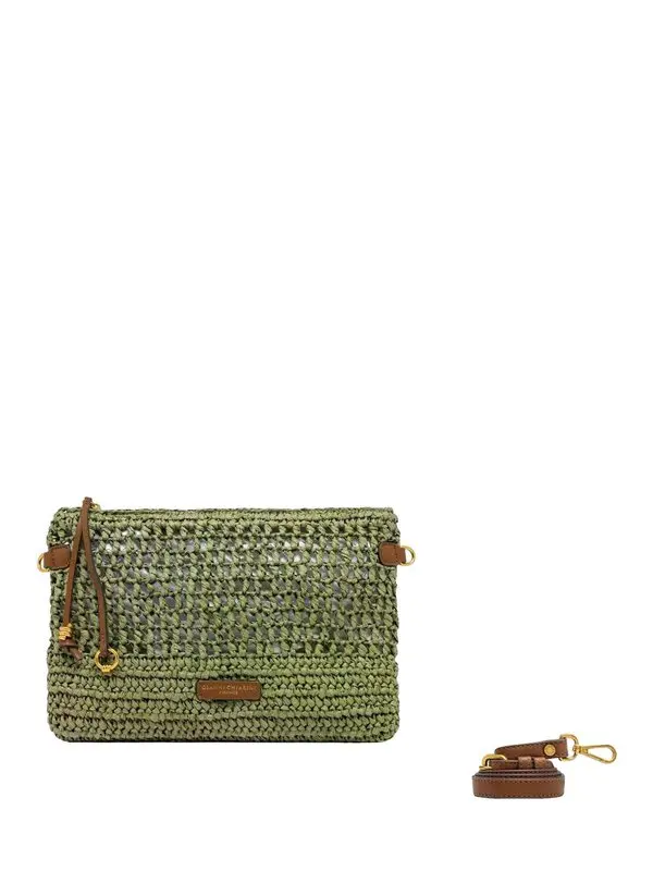 GIANNI CHIARINI Nefeli Crochet Zip Pouch Bag - Green