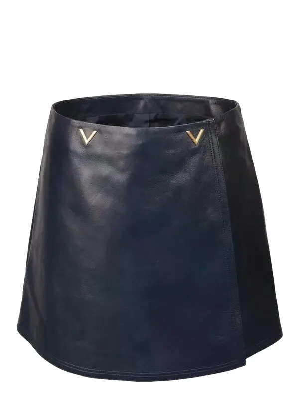 Valentino Garavani Logo-appliqué Mini Skirt - Blue