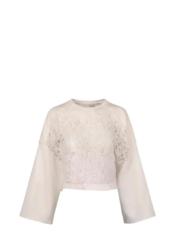 Valentino Garavani Lace-panel Sweatshirt - Neutrals