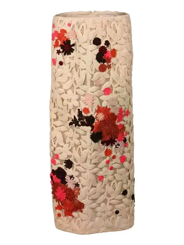 Valentino Garavani Floral Lace Midi Skirt - Neutrals