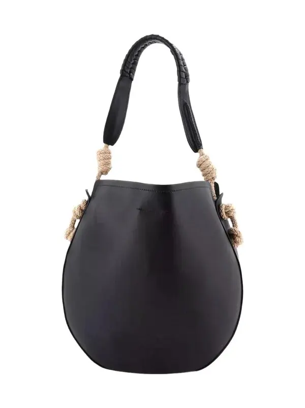 Prada Tambour Leather Shoulder Bag With Rope Detail - Black