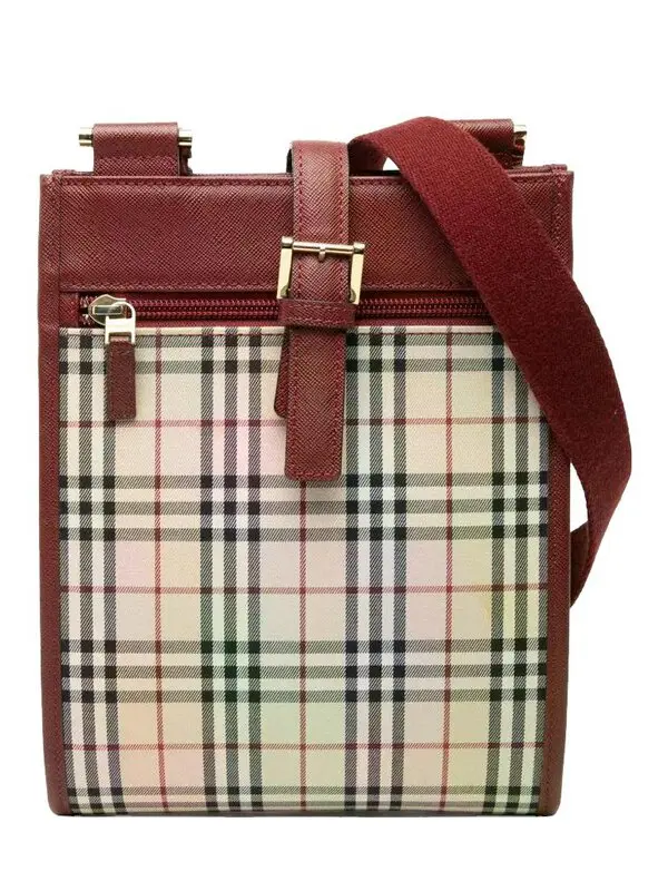 Burberry House Check Canvas Crossbody Bag - Red