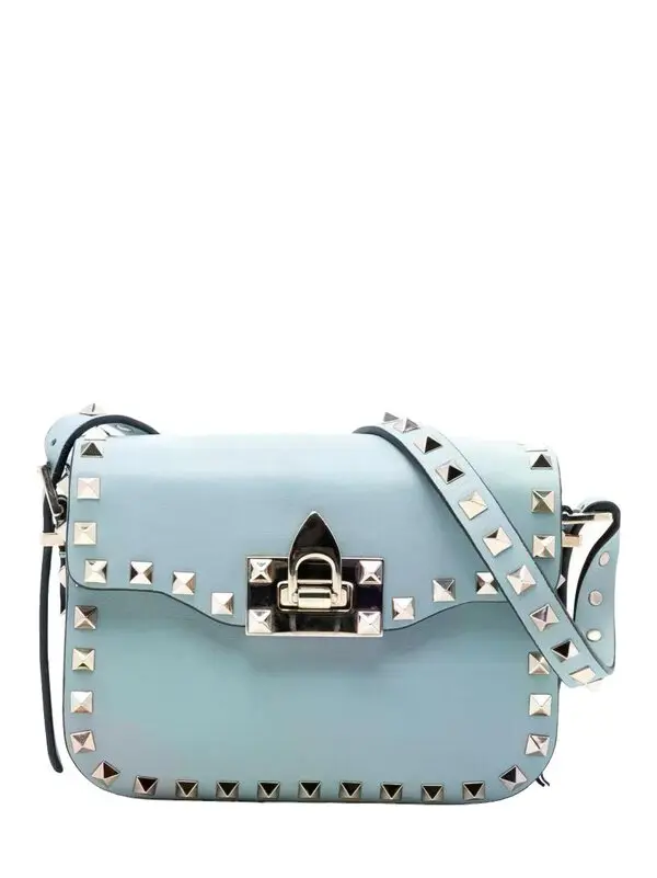 Valentino Garavani Mini Leather Rockstud Flap Crossbody Bag - Blue